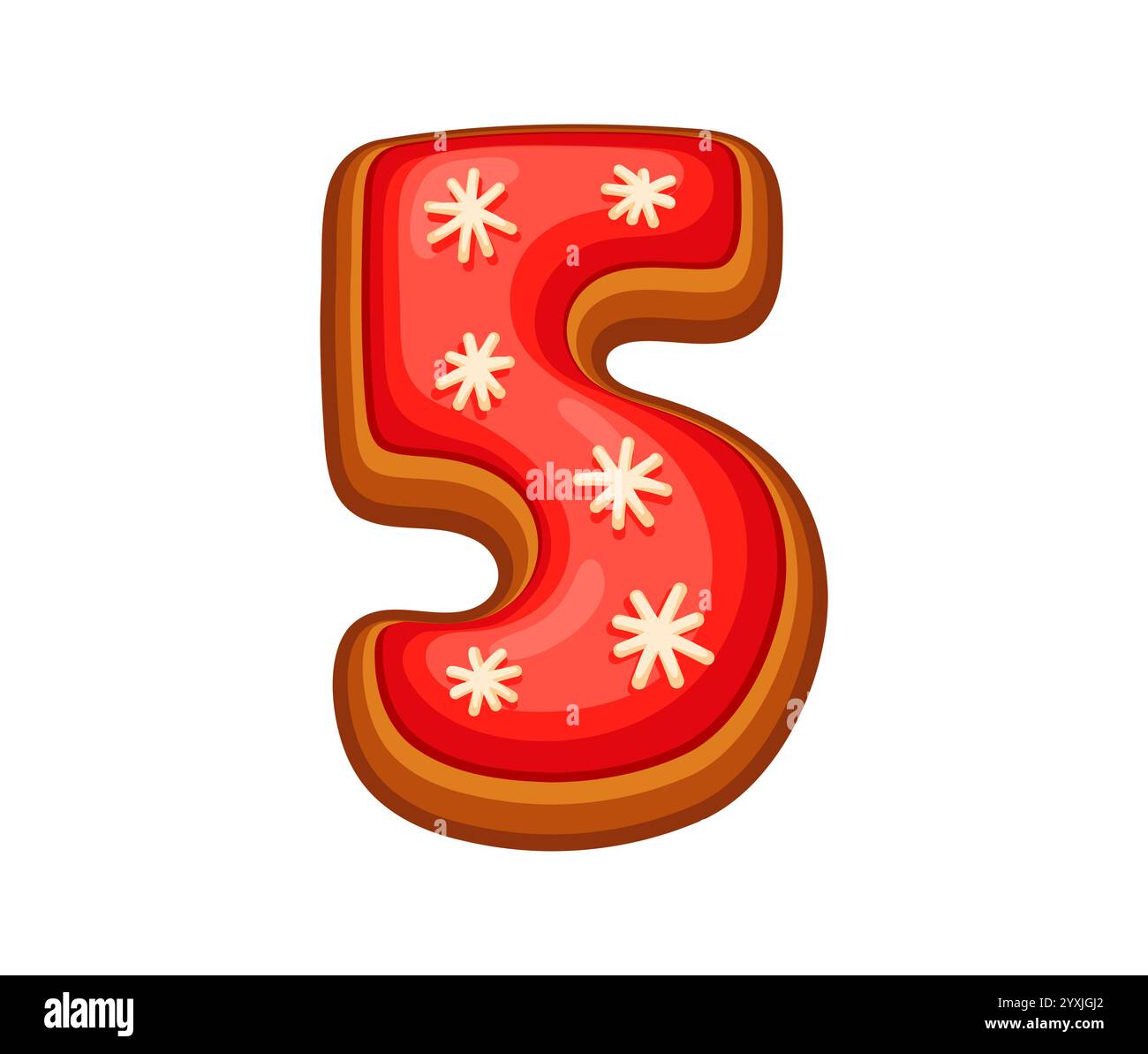 Christmas gingerbread cookie shaped like the number five, decorated ...