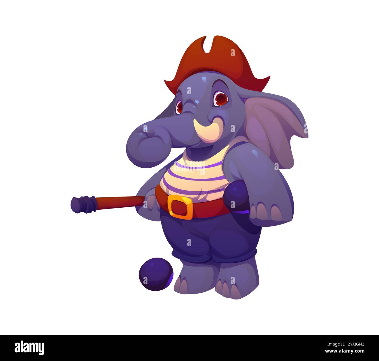 Cartoon funny elephant pirate animal character with cannon ball and gun ...