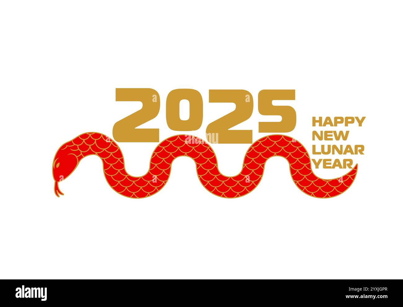 2025 Chinese Lunar New Year snake with number for calendar date, vector ...