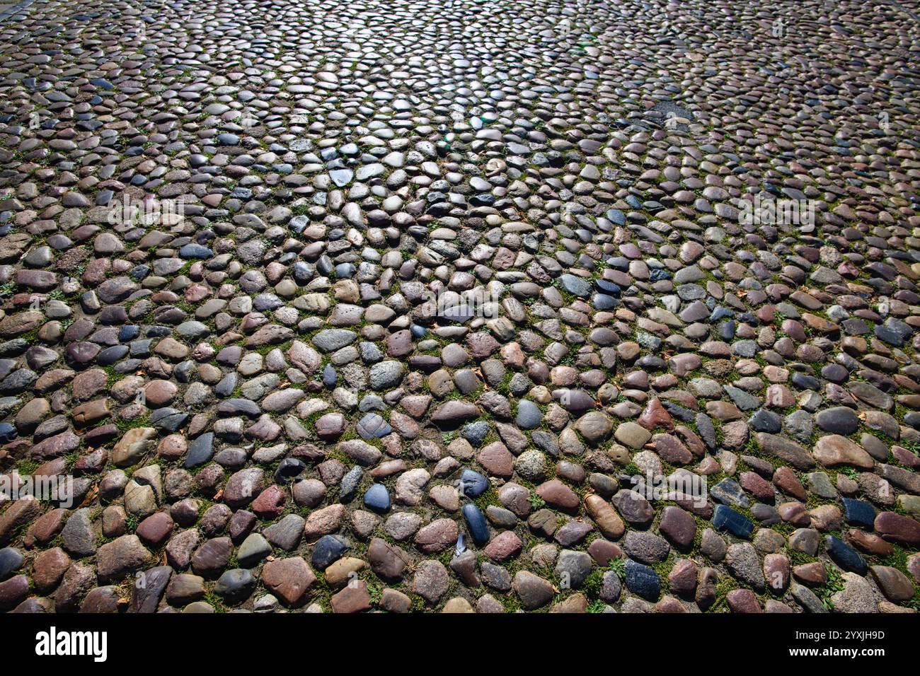 Stone pavement texture. Granite cobblestoned pavement background ...
