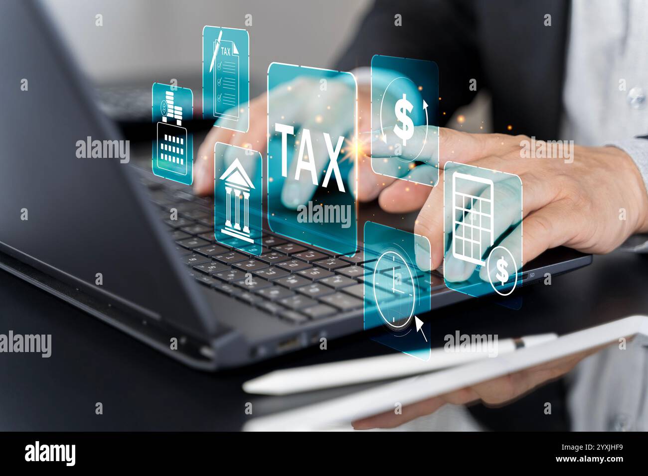 Busines using a computer to complete Individual income tax return form ...