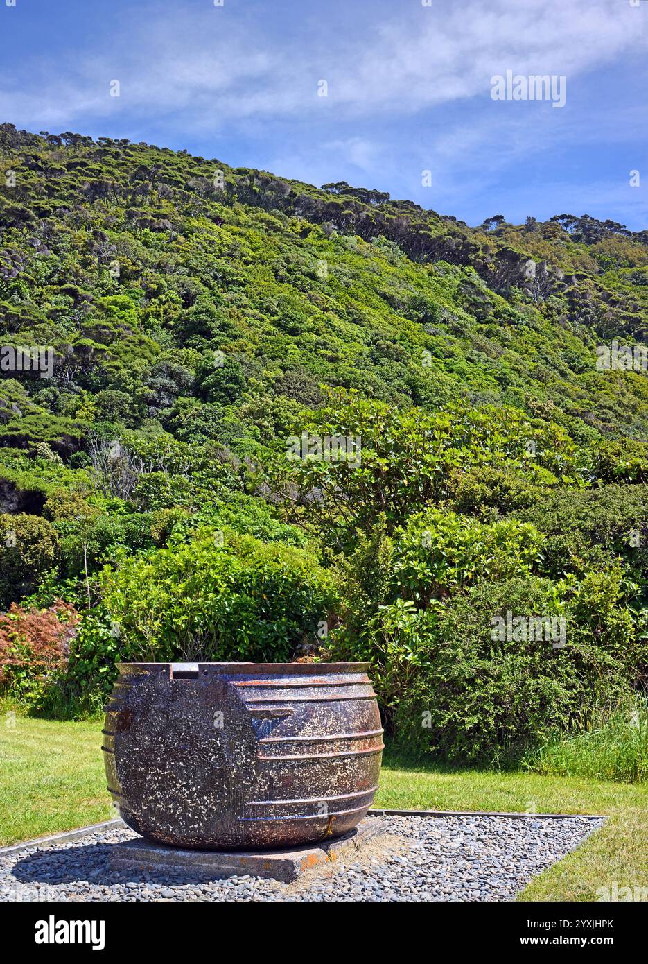 Historic Whaling Pot on Kapiti Island Bird Santuary, New Zealand. In ...
