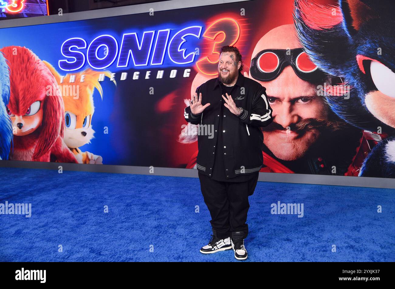 Jelly Roll arrives at the premiere of "Sonic The Hedgehog 3" on Monday ...