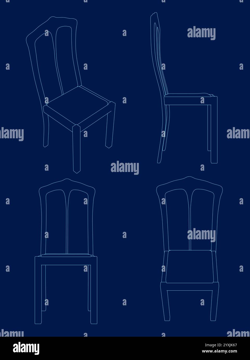 Contour drawing set Vector illustration plastic chair flat isolated ...