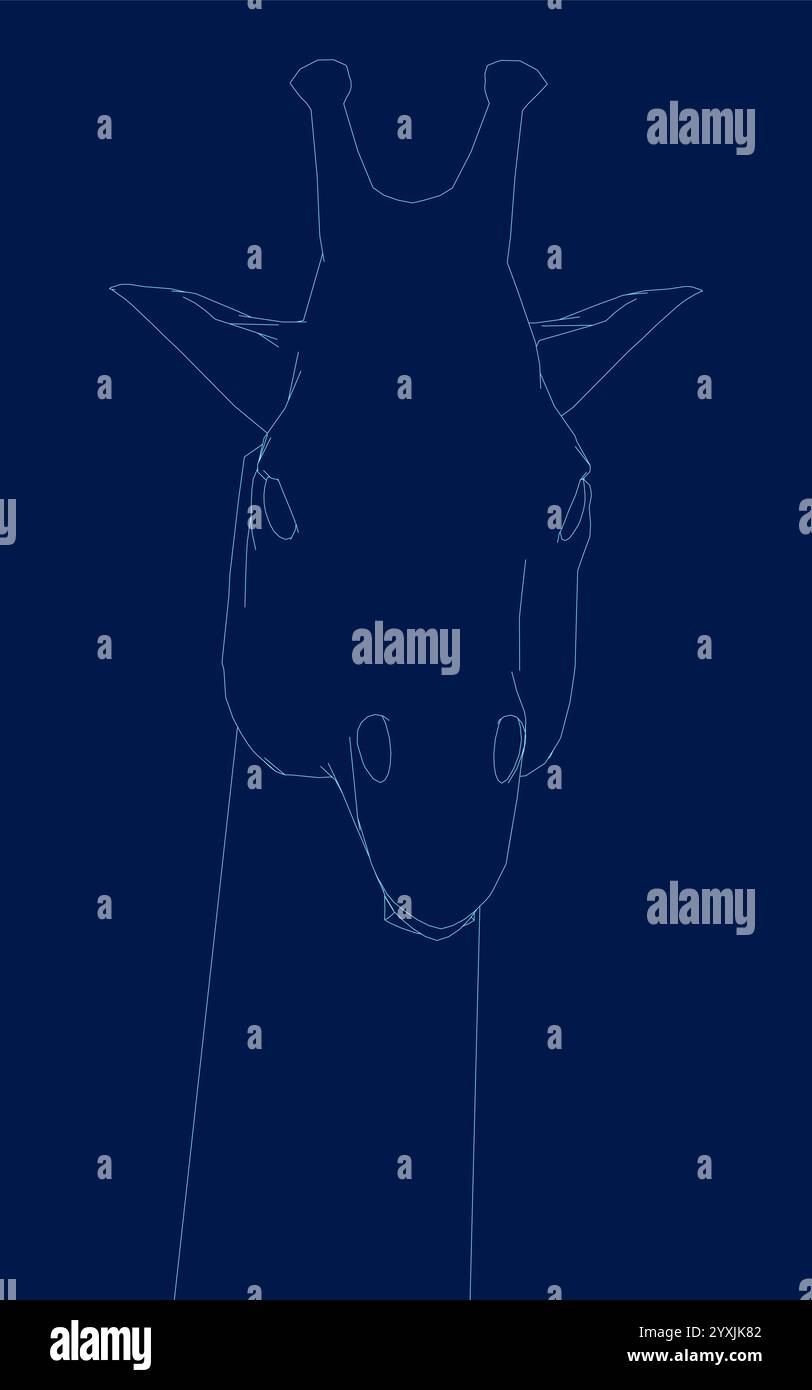 Contour of a giraffe head. Front view. Vector illustration Stock Vector ...