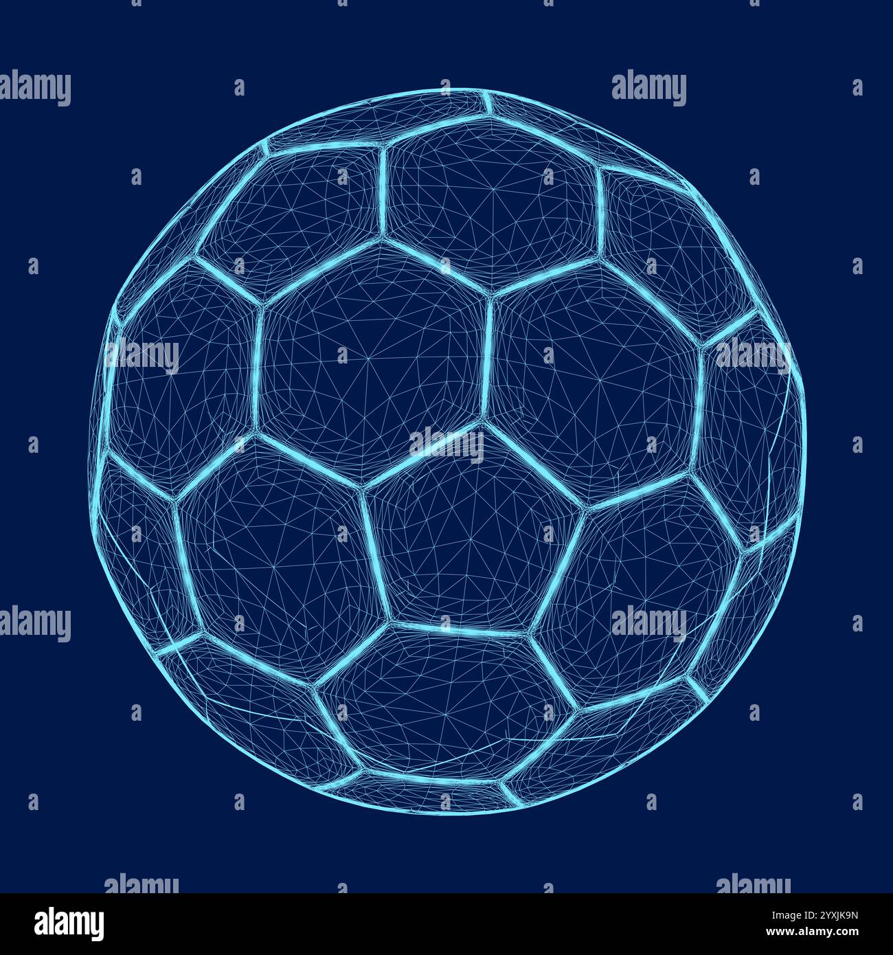 Soccer ball blue wireframe, 3D. Vector illustration Stock Vector Image ...