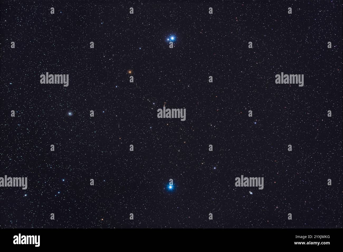 Wide-field image frameing the end stars of the Big Dipper's handle ...