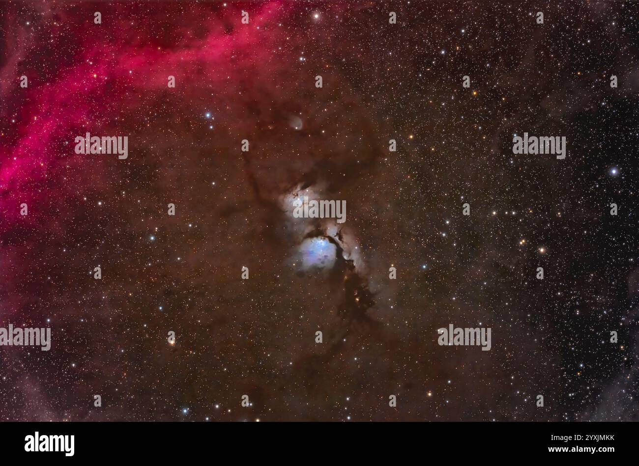 Blue reflection nebulas Messier 78 and NGC 2071 in Orion near the red ...