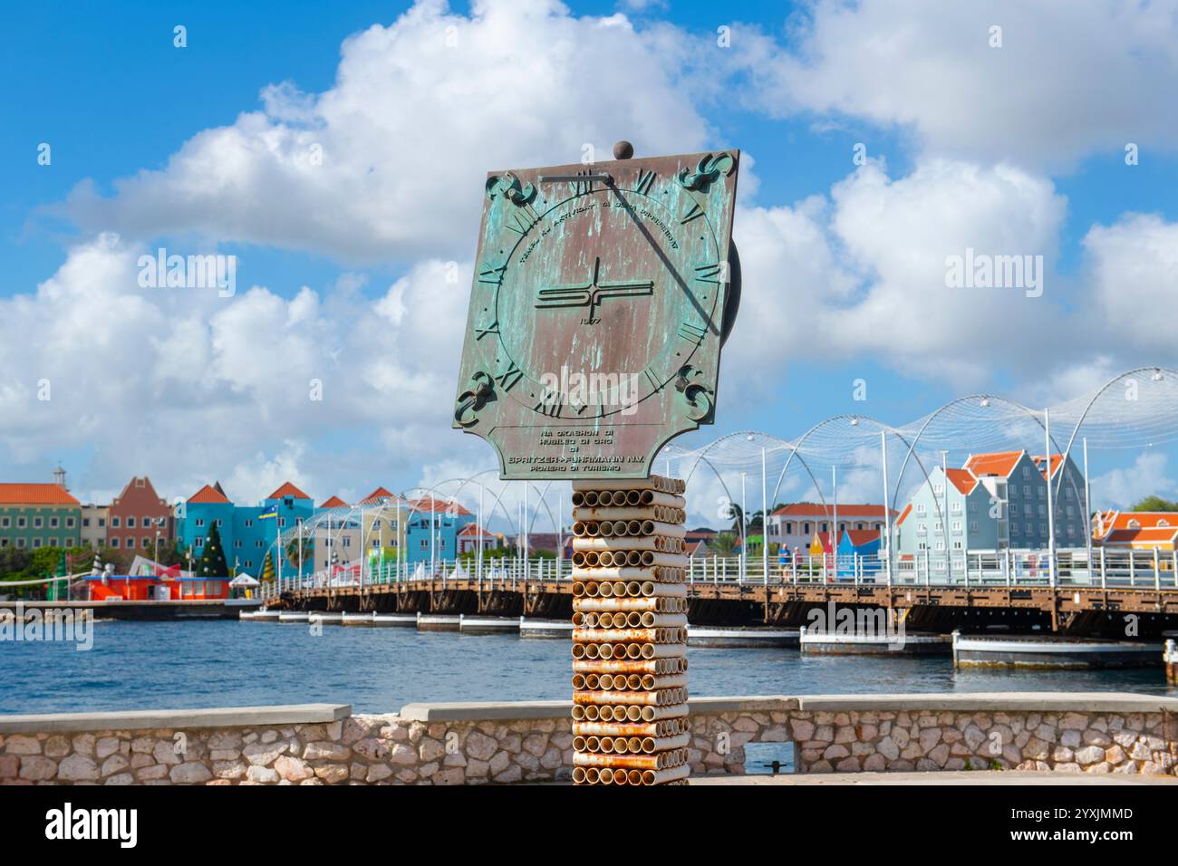 Sundial on Handelskade Street in Punda, city of Willemstad, Curacao ...