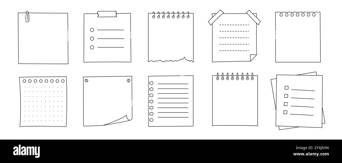 Memo frame note paper line sheet set. Notebook paper note frame for ...