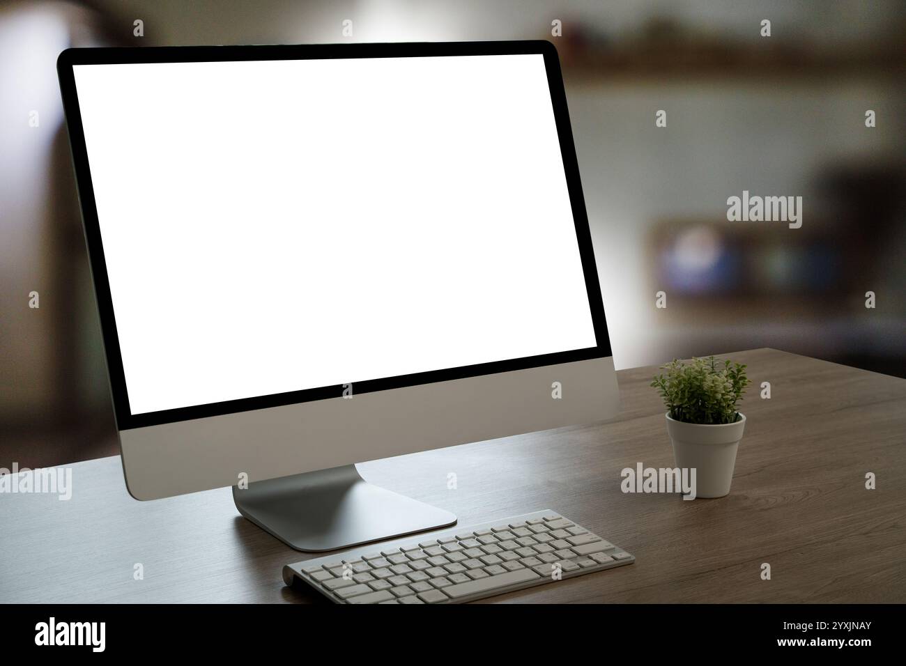 mock up Using laptop with blank screen computer modern Stock Photo - Alamy