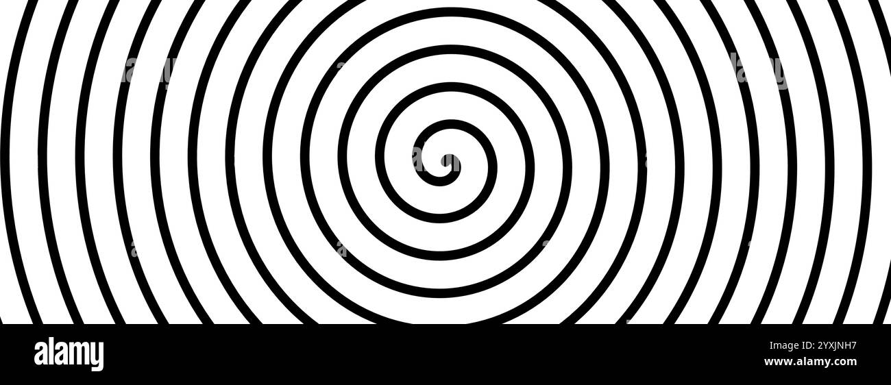 Hypnotic spiral background. Black and white radial optical illusion art. Swirl tunnel wallpaper ...