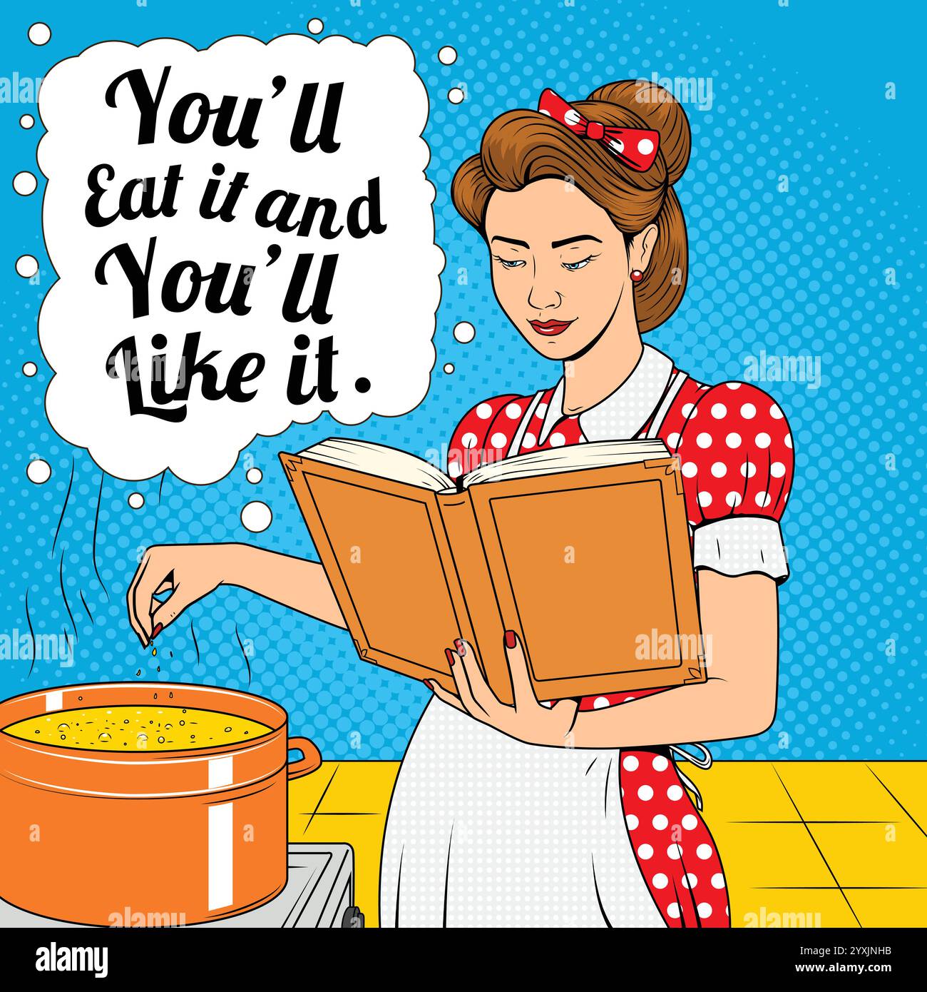 Beauty wife cooking soup retro vector Stock Vector Image & Art - Alamy