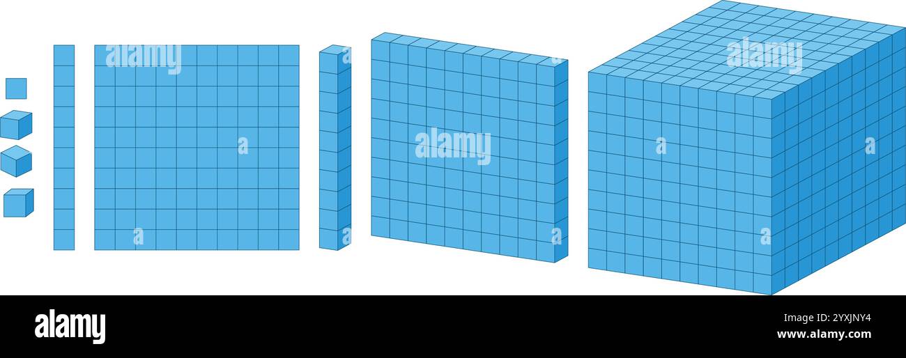 Blue blocks forming a large cube structure Stock Vector Image & Art - Alamy