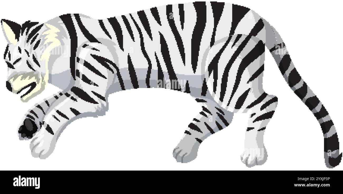 Illustration of a white tiger lying down peacefully Stock Vector Image ...