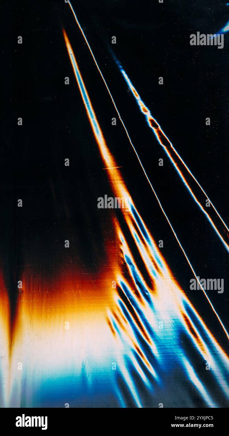Old film overlay. Distressed foil. Glitch flare. Blue orange color ...