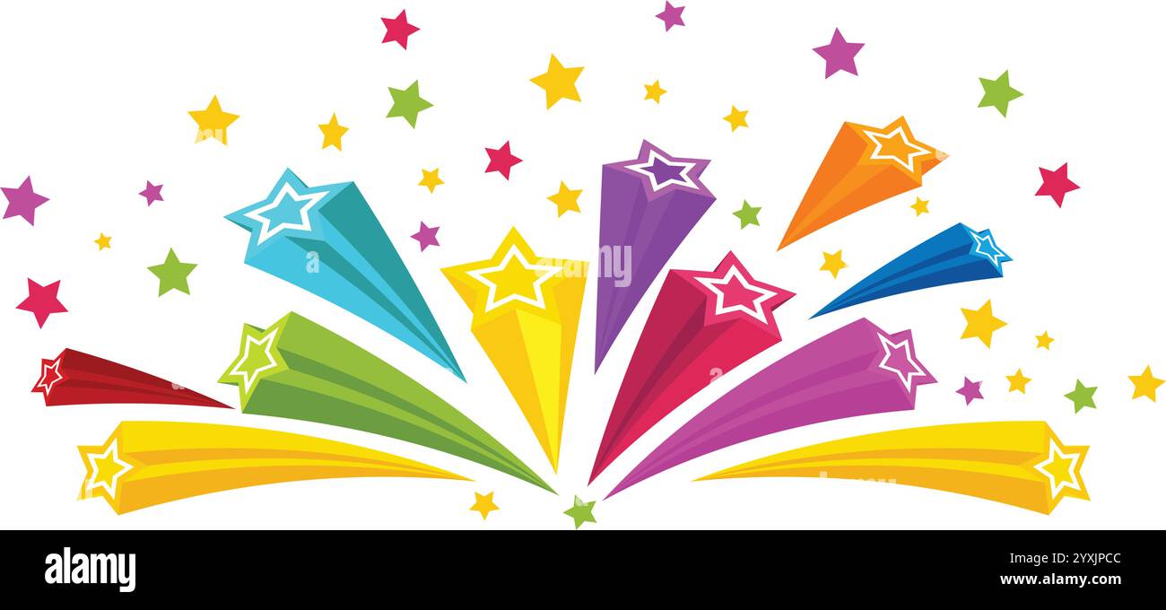 Party Star Banner stock illustration, Colourful shooting stars Stock ...