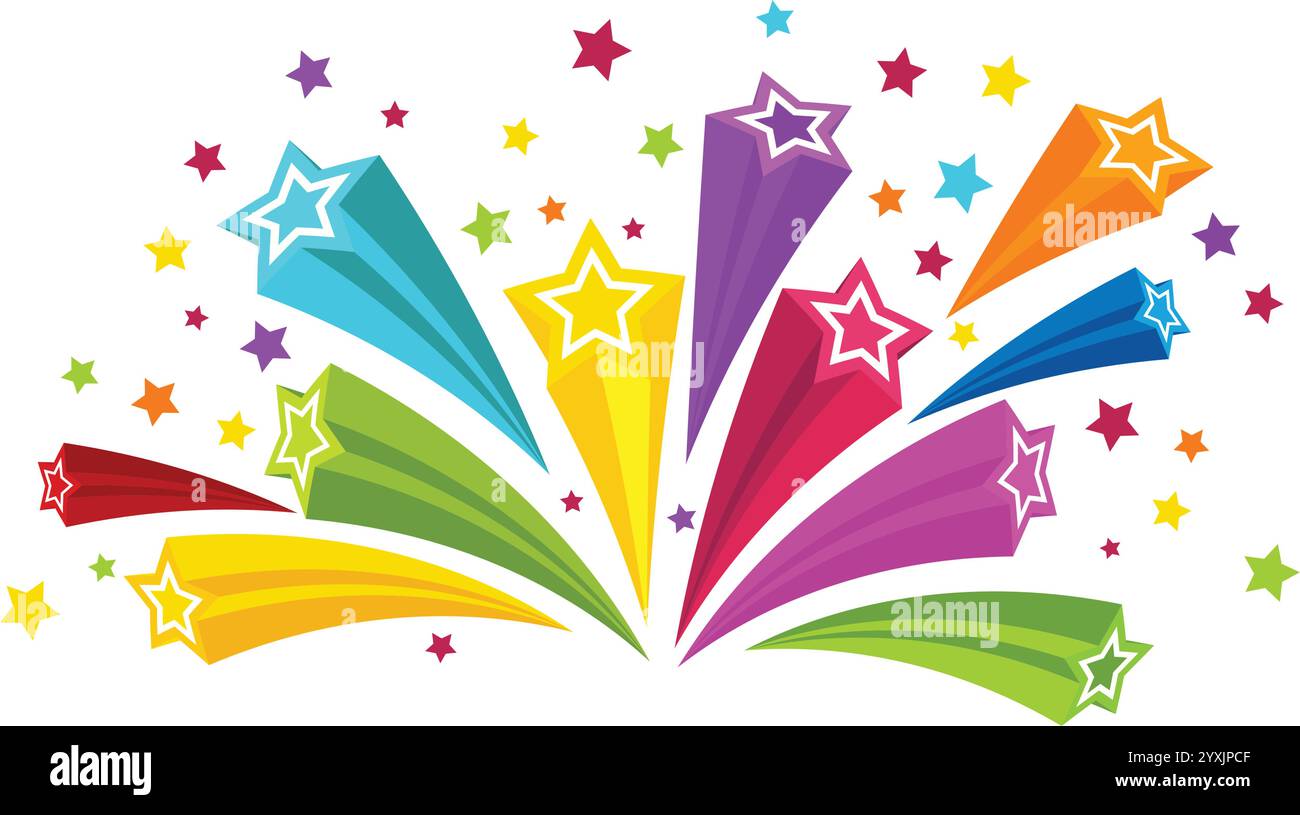 Party Star Banner stock illustration, Colourful shooting stars Stock ...
