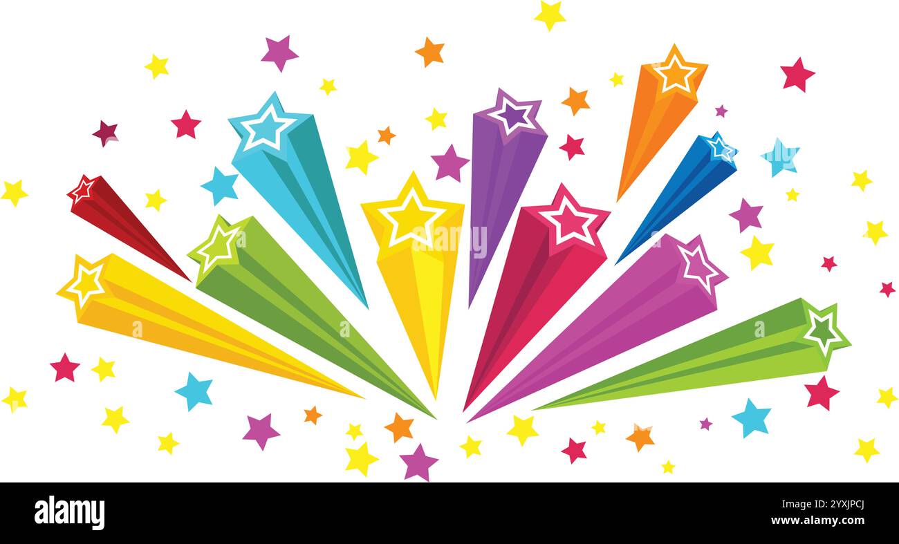 Party Star Banner stock illustration, Colourful shooting stars Stock ...