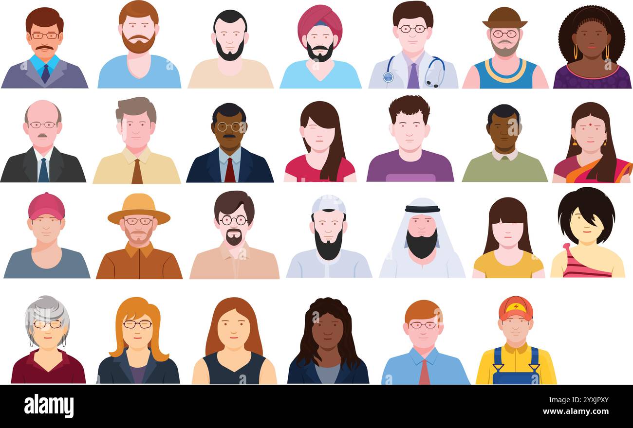 People Portrait character Avatar,Collection of avatars. Happy business ...