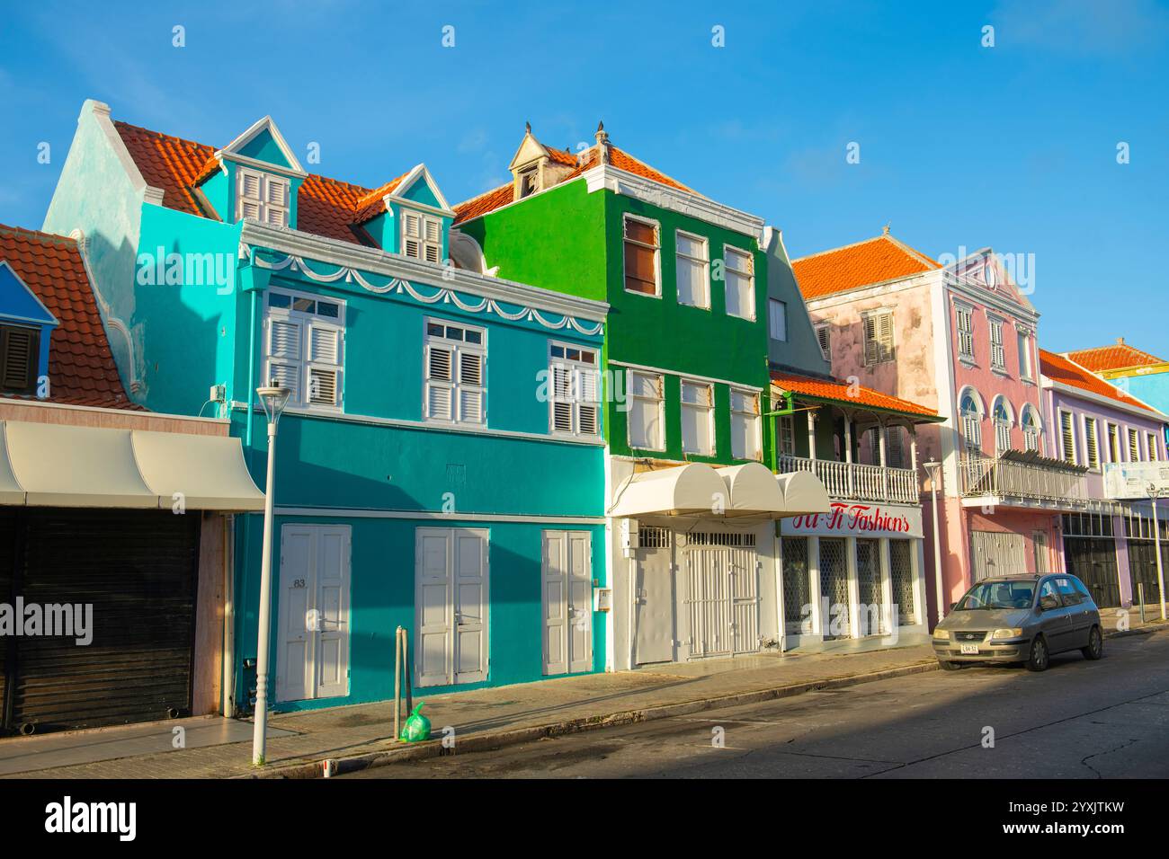 Historic commercial buildings with Dutch style on Breedestraat Street ...