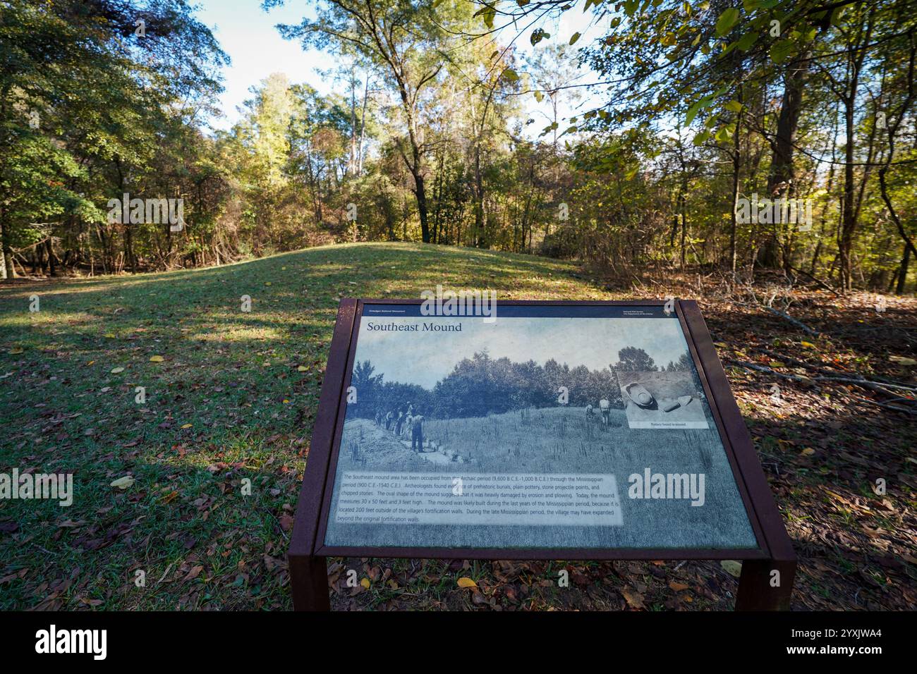 The Southeast Mound at Ocmulgee Mounds National Historical Park is seen ...