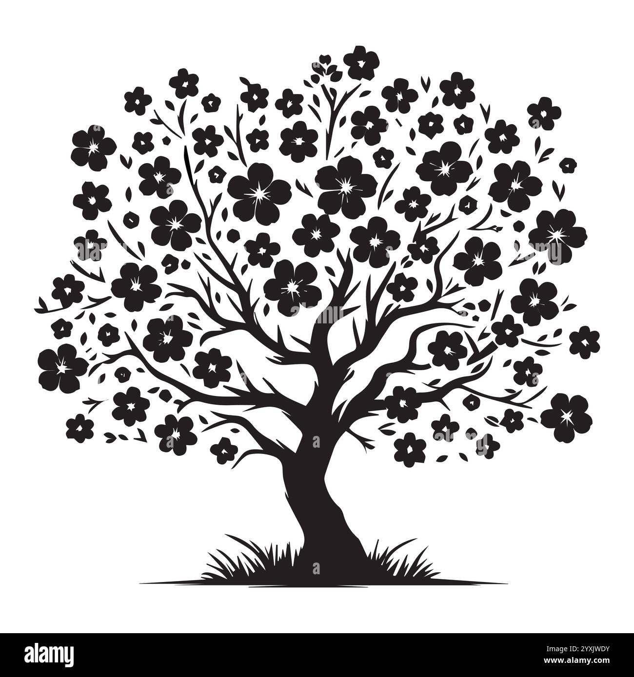Flower Tree Silhouette for Nature Lovers Stock Vector Image & Art - Alamy
