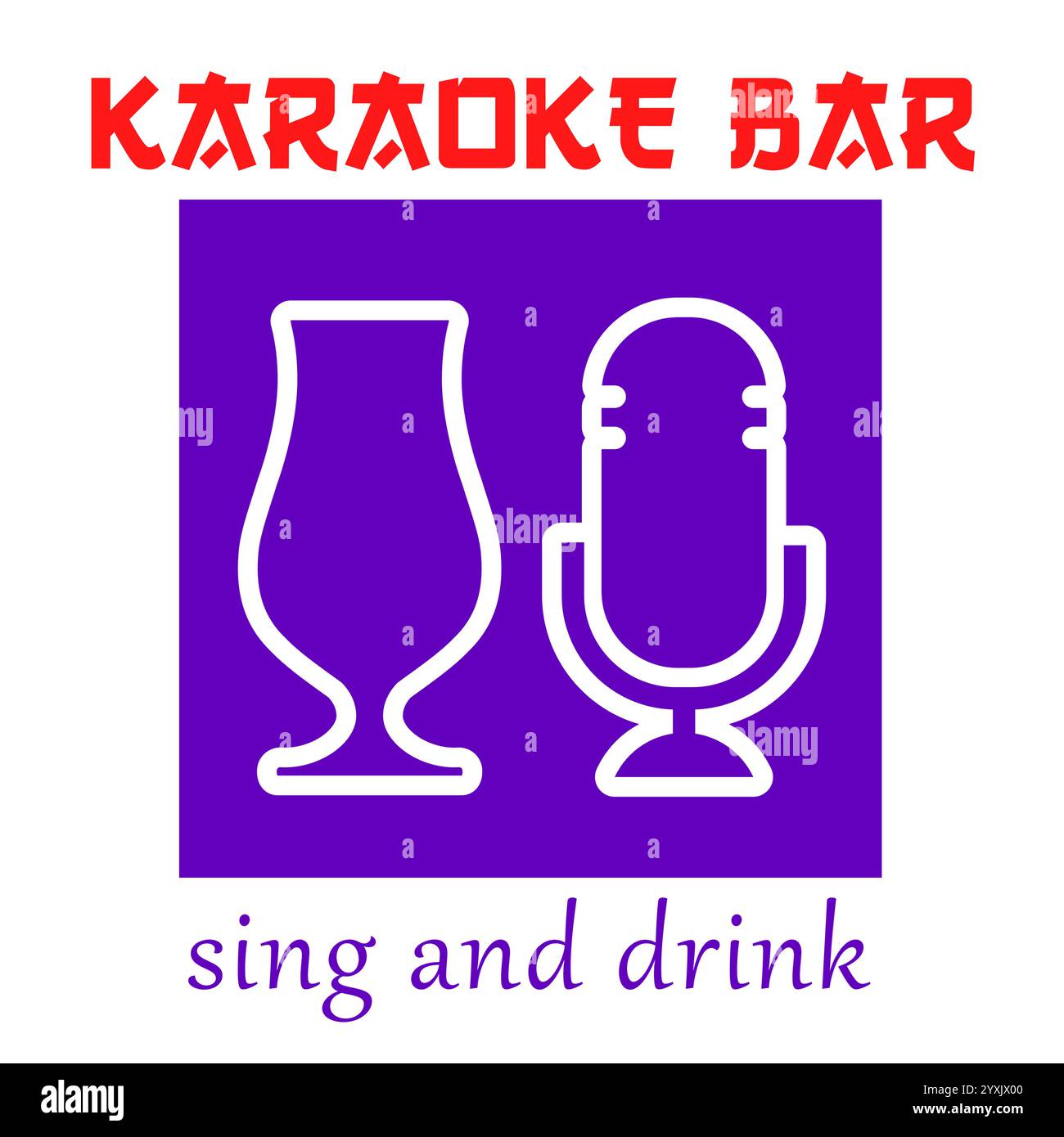 Karaoke bar, restaurant icon sticker emblem. Flat vector illustration ...
