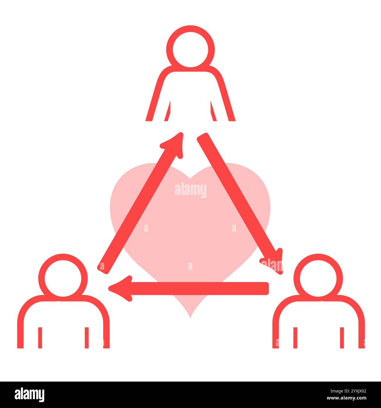 Love triangle. Flat vector illustration isolated on white Stock Vector ...