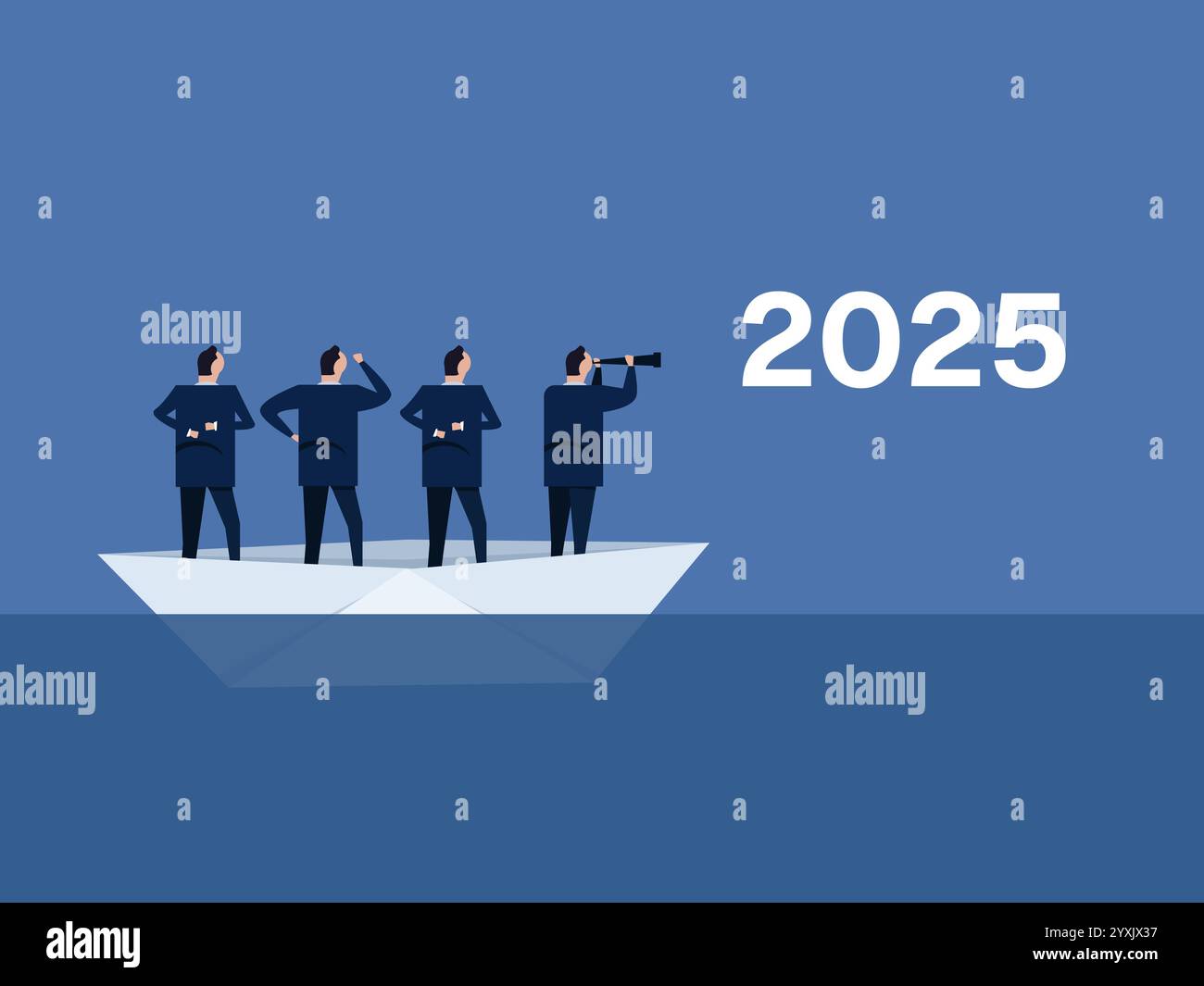 leader navigate in ship with employee business person looking for ...