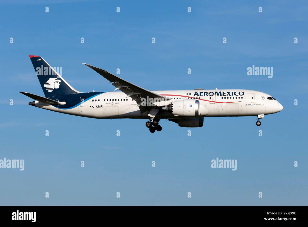An Aeromexico Boeing 787-8 Dreamliner landing at Rome Leonardo da Vinci ...