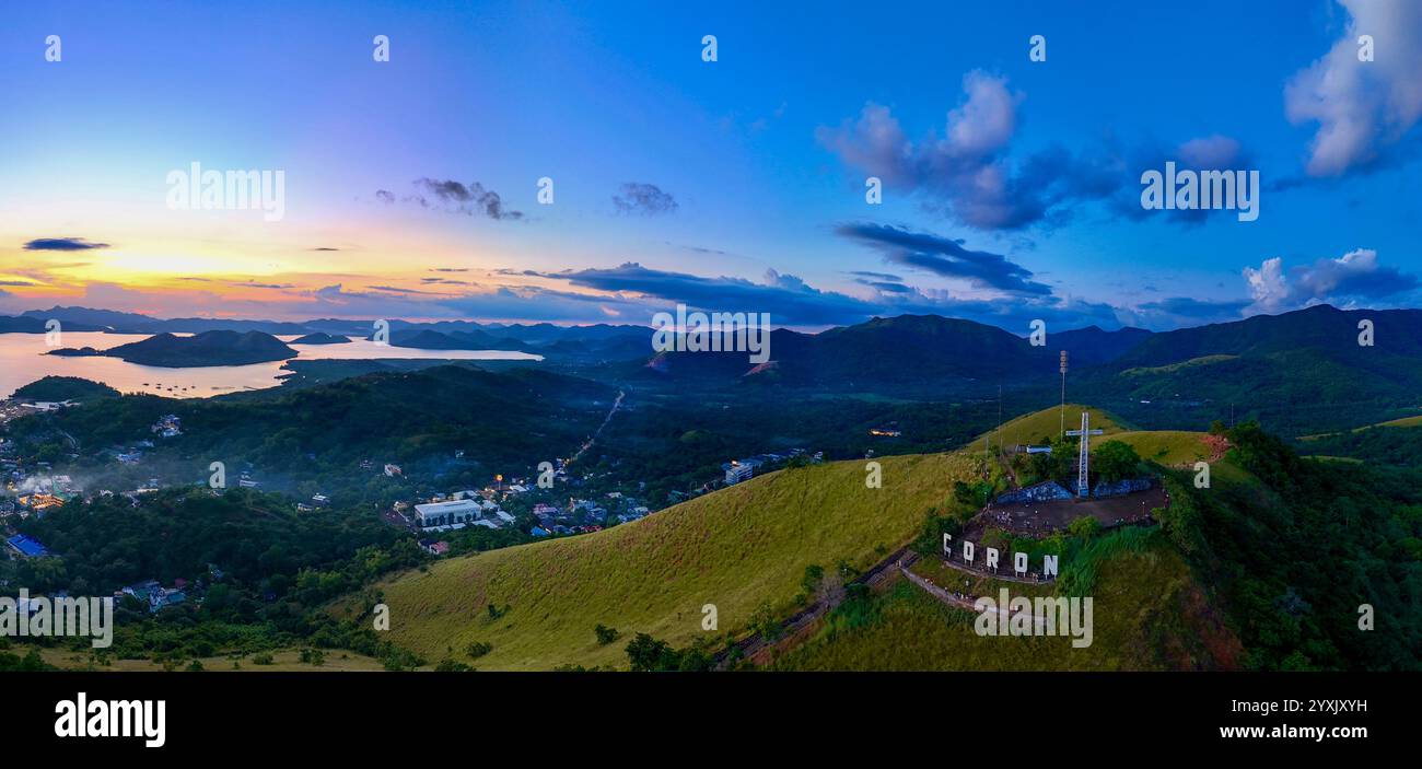 A breathtaking panoramic aerial shot of Coron, Philippines, captured ...