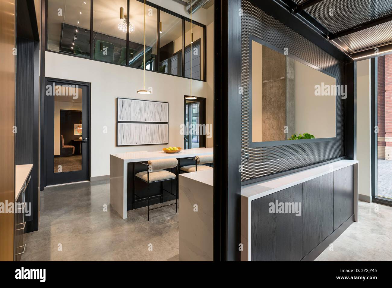 Two story lobby of apartment building hi-res stock photography and ...