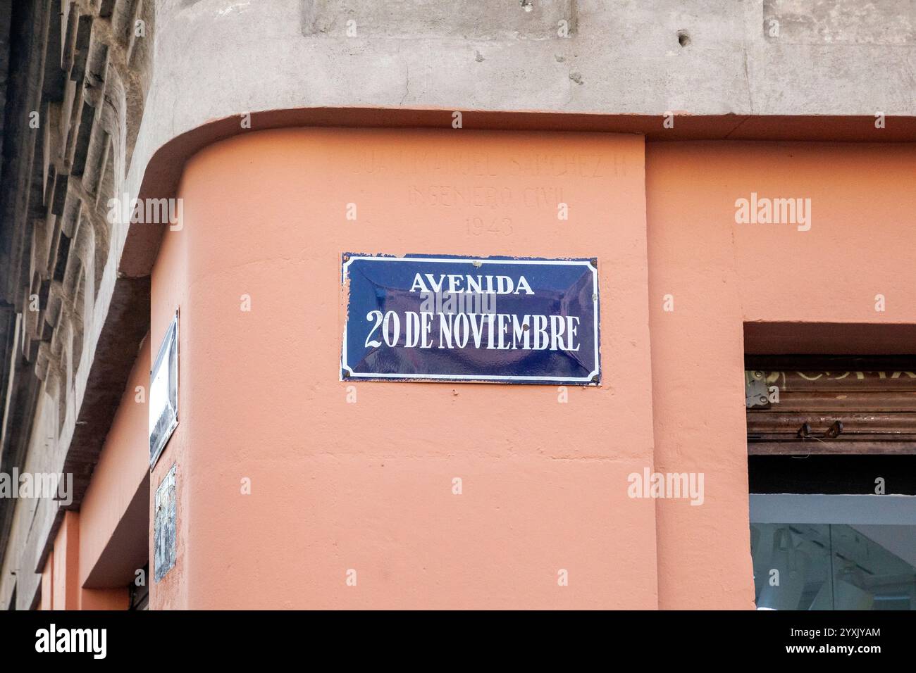 Avenida 20 de Noviembre Road Sign on wall in Mexico City, Mexico Stock ...