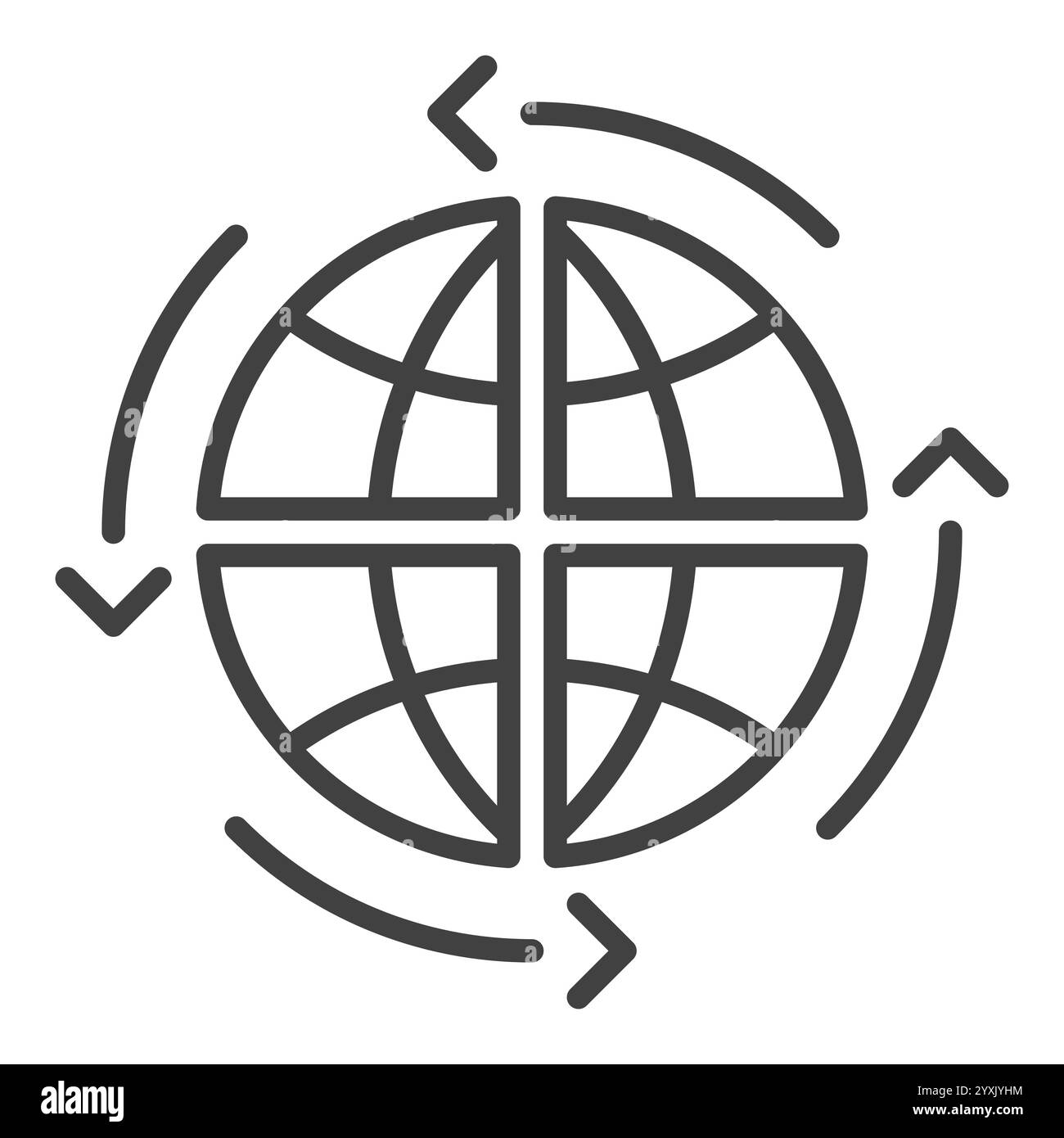 Earth Globe and Arrows vector Multipolarity thin line icon or symbol ...