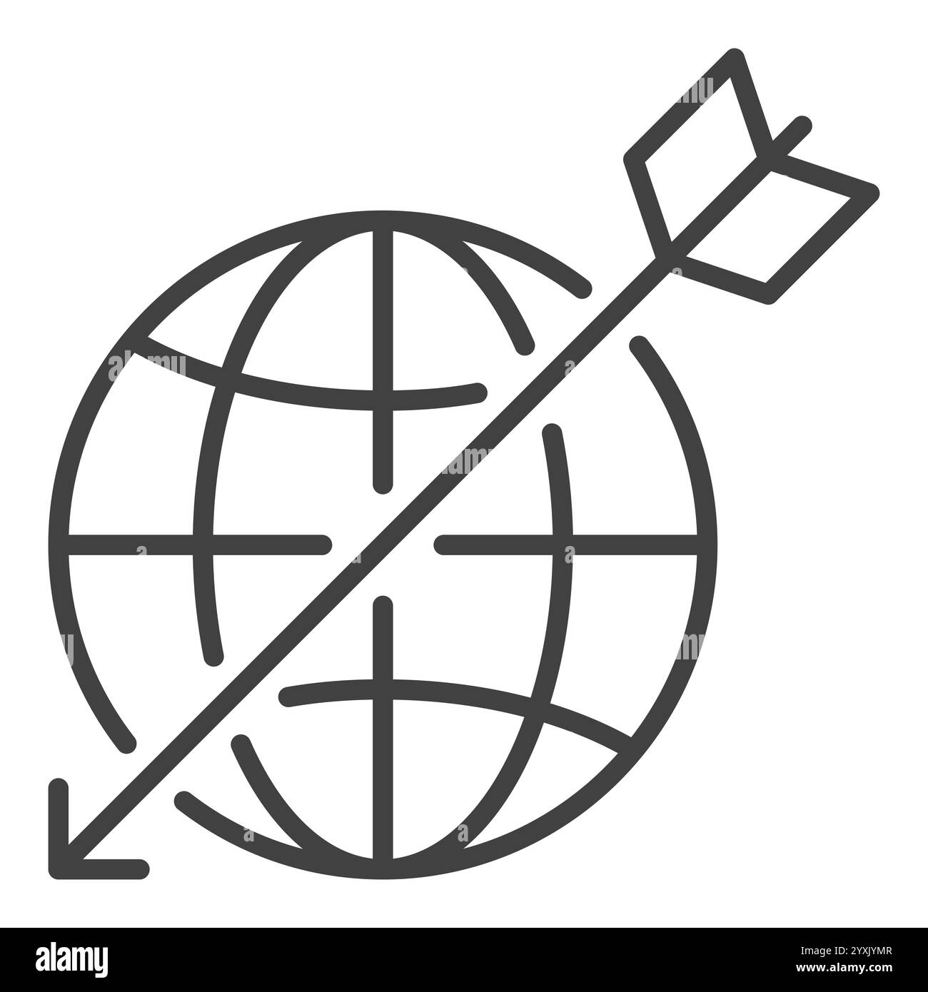 Earth with Arrow vector Multipolarity icon or sign in thin line style ...