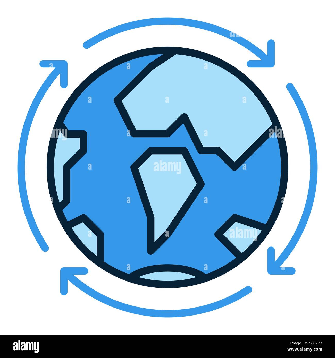 Arrows Around Earth Planet vector Multipolarity concept blue icon or ...