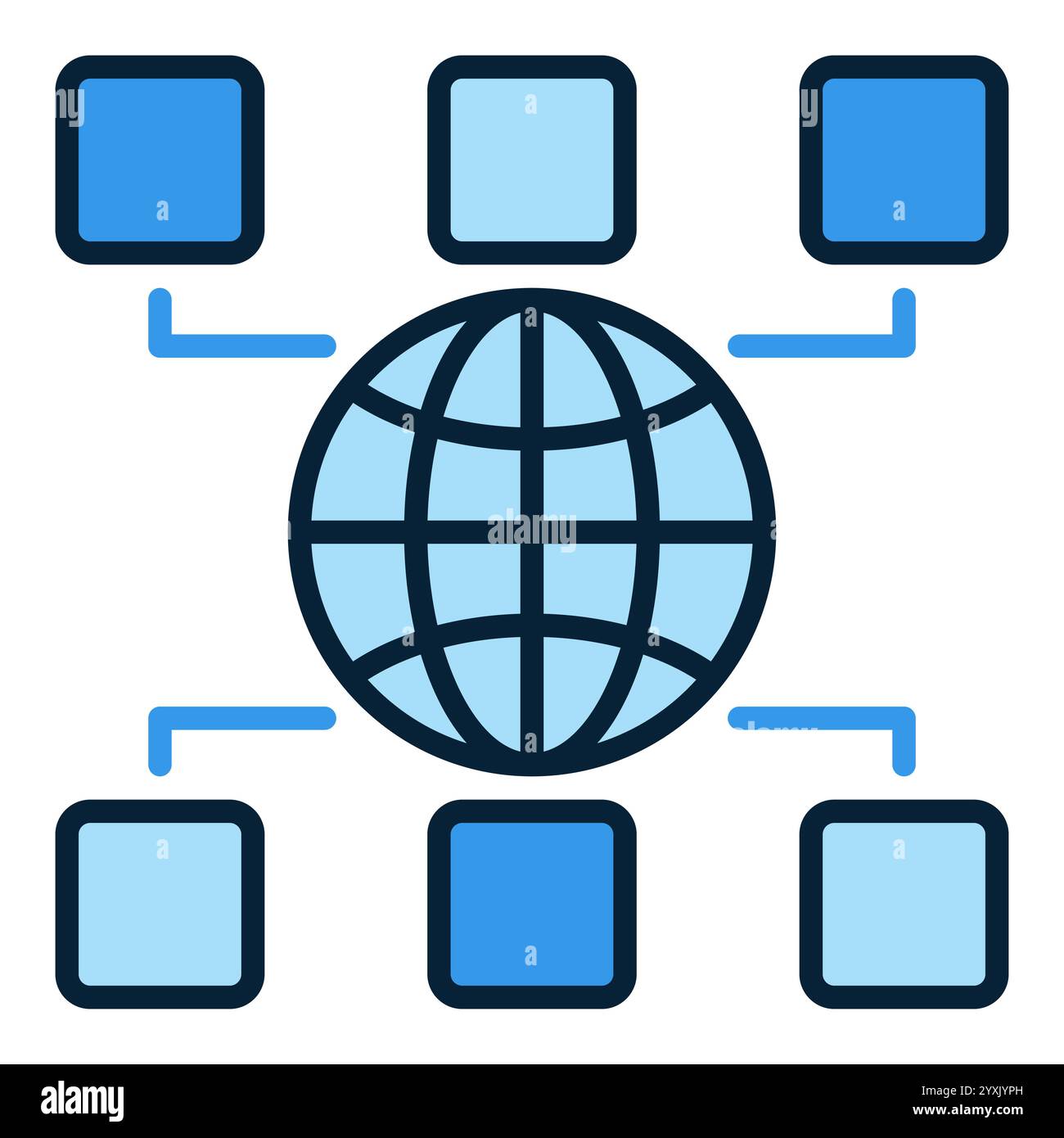 Global Management and International Relations vector concept blue icon ...
