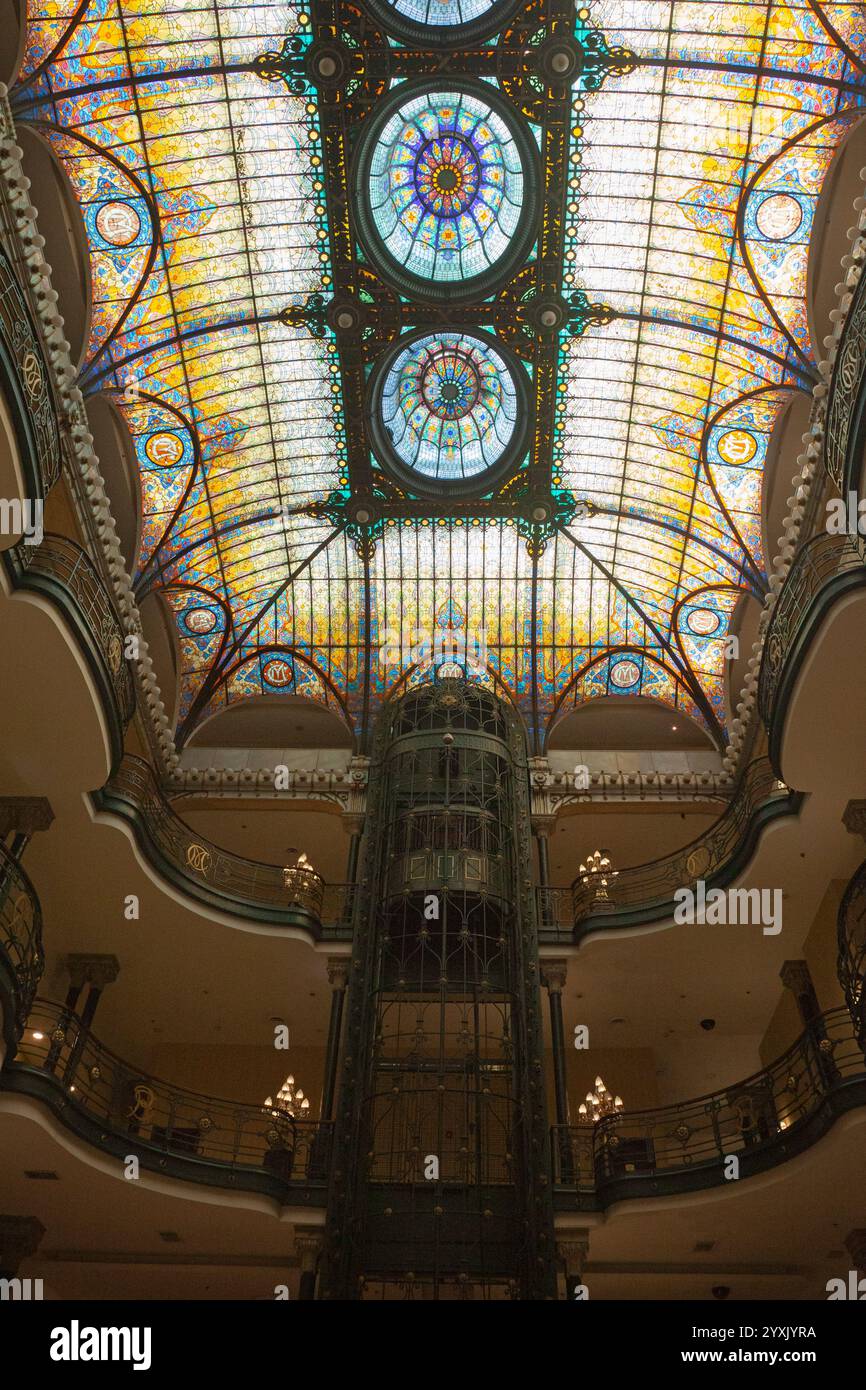 Interior of Gran Hotel Ciudad Mexico City, Tiffany Glass ceiling ...