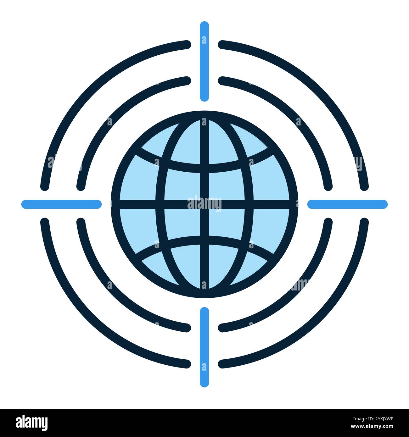 Earth in Target vector Multipolarity concept blue icon or symbol Stock ...