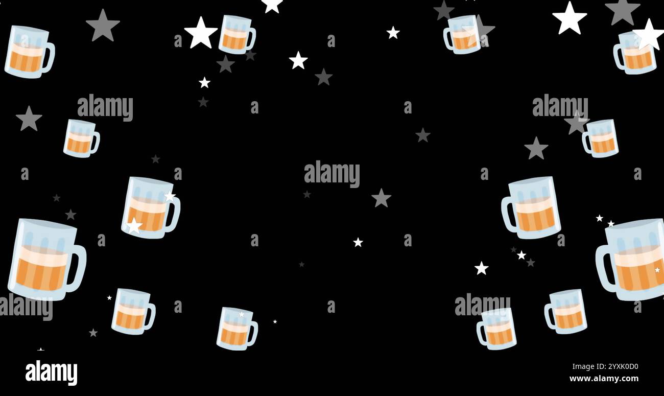 Digital animation multiple stars icons hi-res stock photography and ...