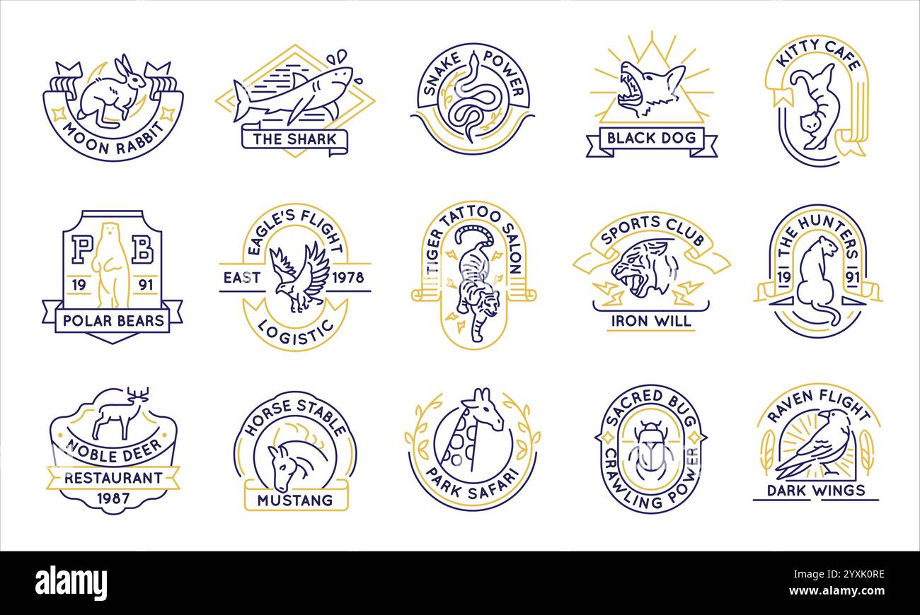 Set of 15 Animal and Wildlife Logo Icons Stock Vector Image & Art - Alamy