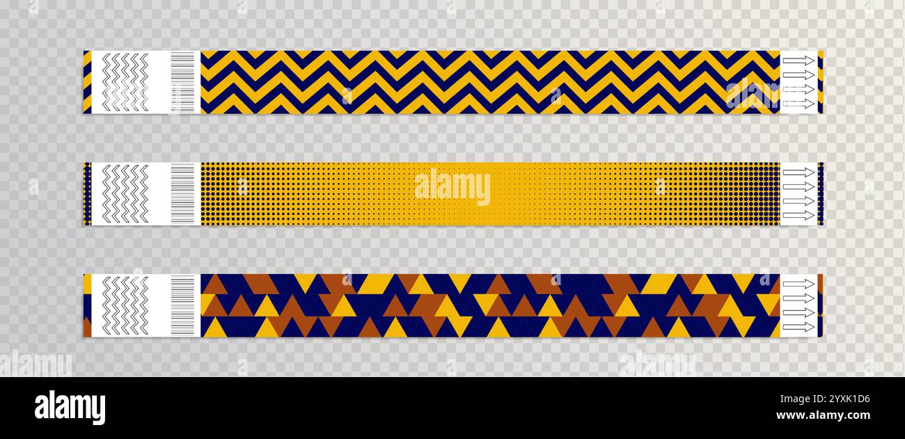 Bracelet ticket mockups set isolated on transparent background. Vector ...