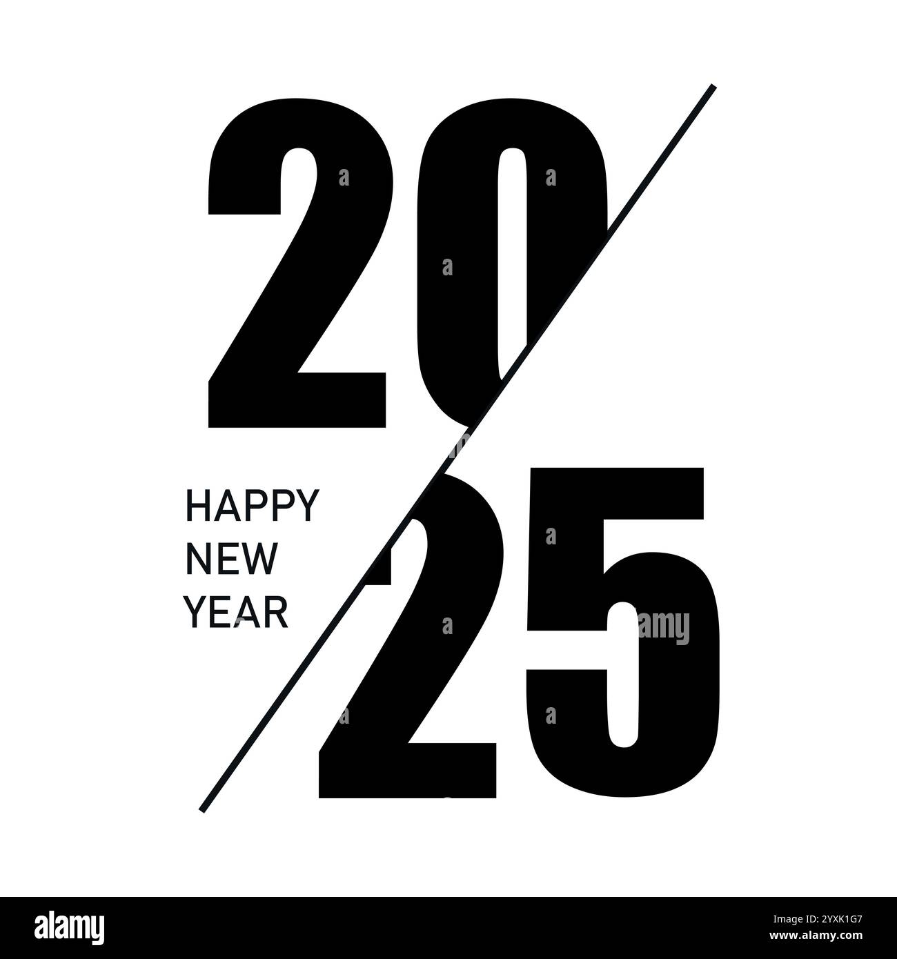 Minimalist 2025 Happy New Year Typography. Festive design template for ...