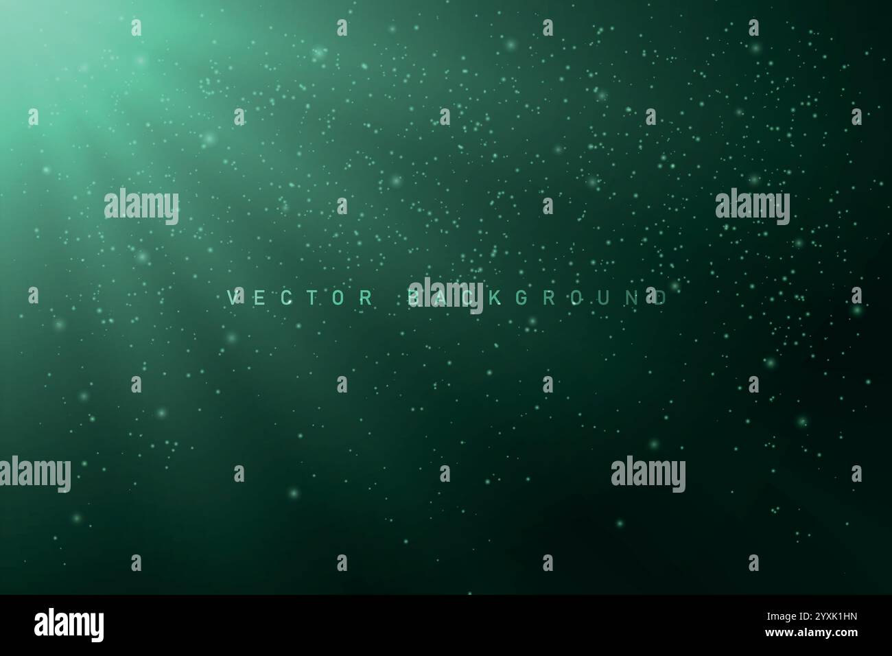 Atmospheric dark green background with glowing particles and soft light ...