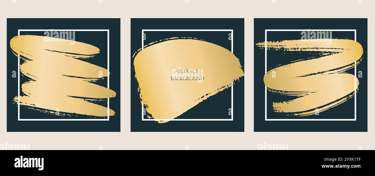 Collage of square backgrounds with abstract gold spots Stock Vector ...