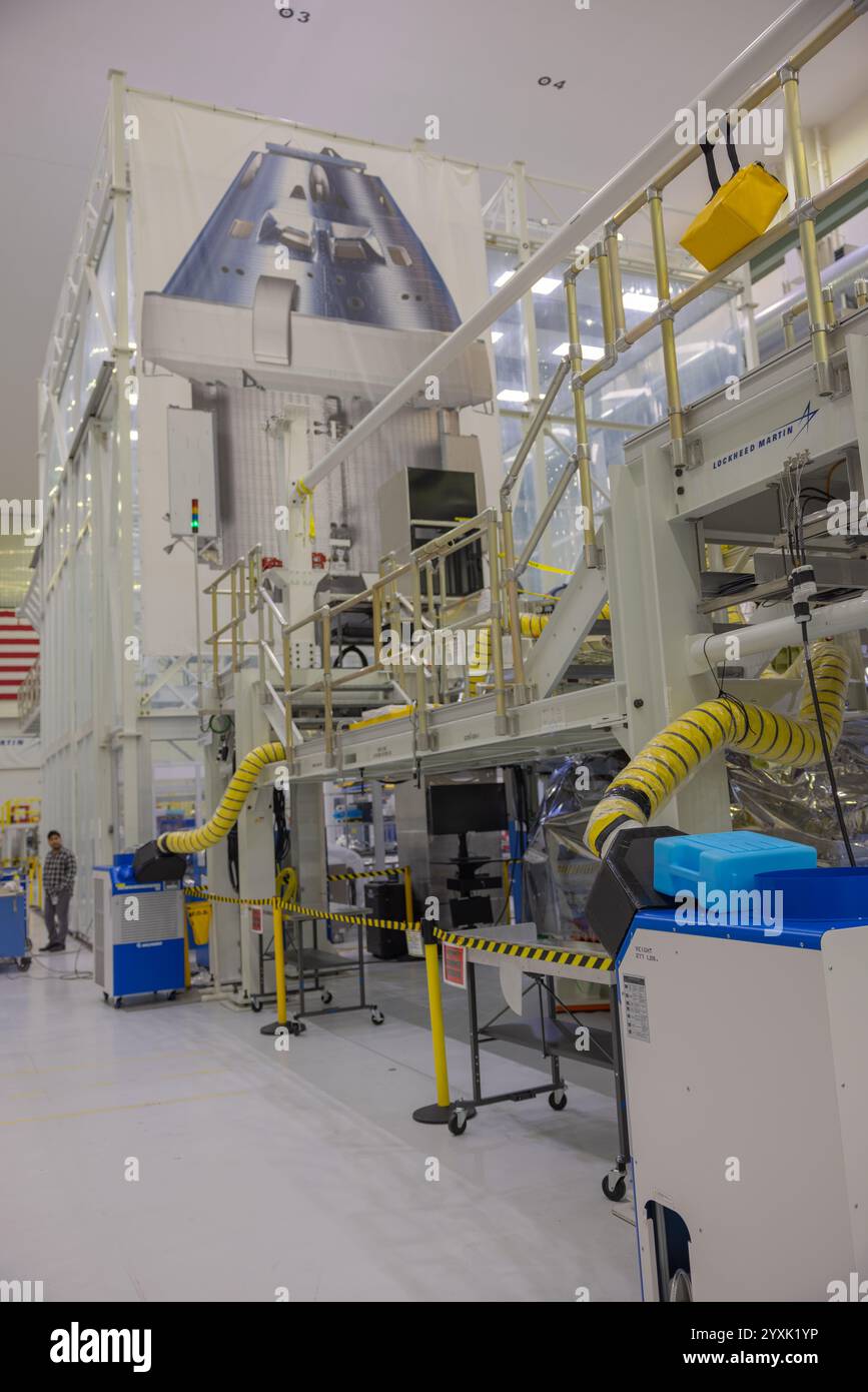 Kennedy Space Center, USA. 16th Dec, 2024. Current stage of the Artemis 3 Orion Capsule in the ...