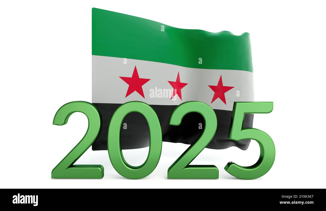 2025 Syrian rebels flag on the white background Stock Photo - Alamy
