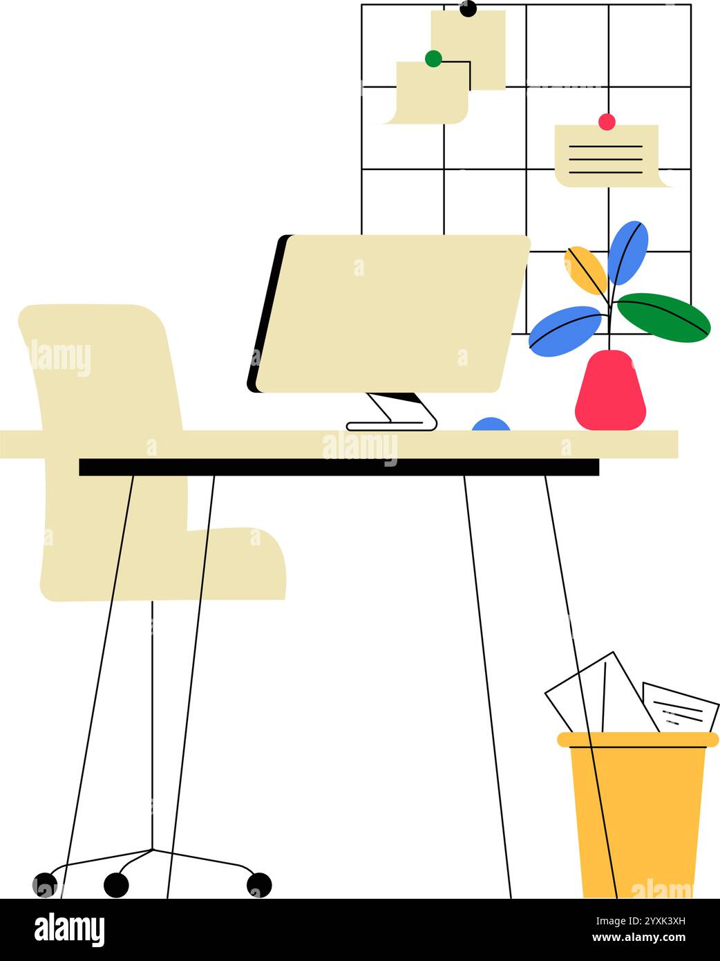 Office workspace setup stationery Stock Vector Images - Alamy