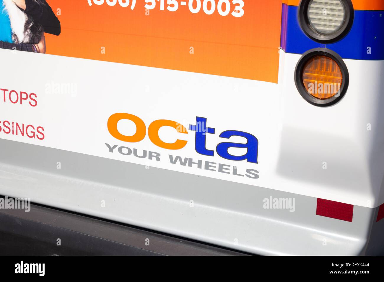 Orange, California, United States - 03-25-2019: A view of a decal sign ...